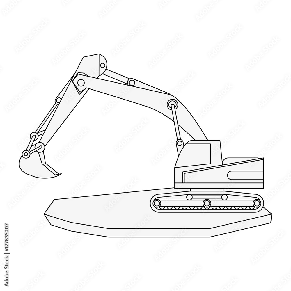 backhoe heavy machinery construction icon image vector illustration ...
