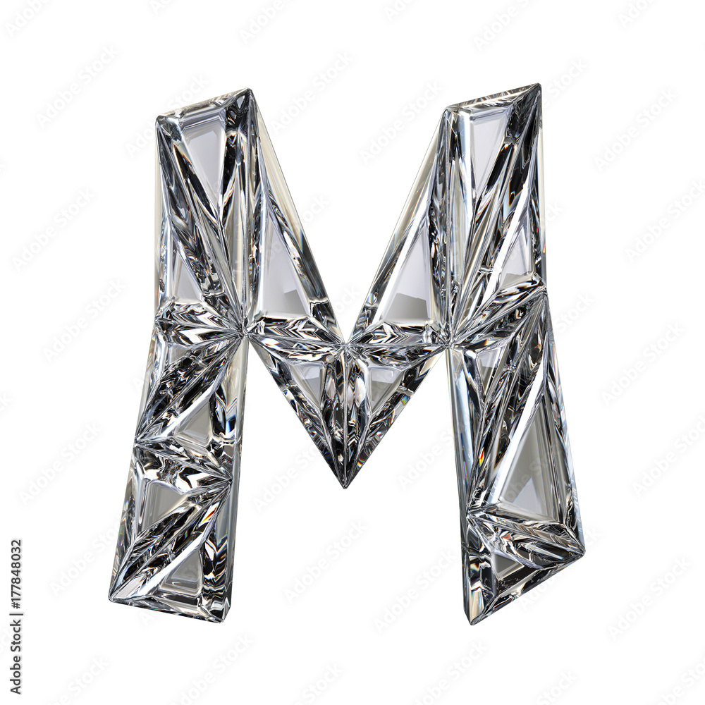 Crystal triangulated font letter M 3D render Stock Illustration | Adobe ...