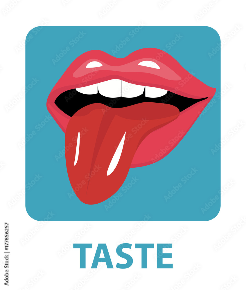 Sense of taste icon flat style. Isolated on white background. Vector ...