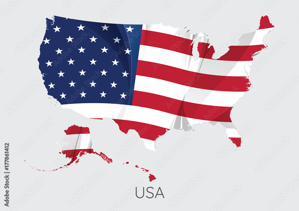 Map Of USA With Flag Stock Vector | Adobe Stock