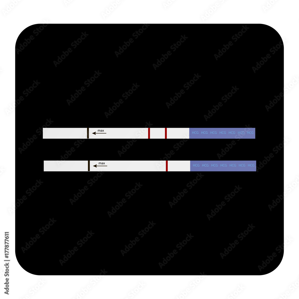 Vector icon image of a pregnancy test. Positive test and negative ...