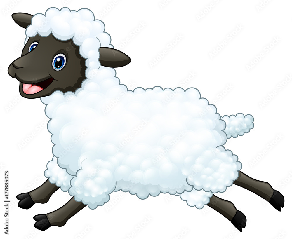 Cartoon happy sheep jumping isolated on white background Stock Vector ...