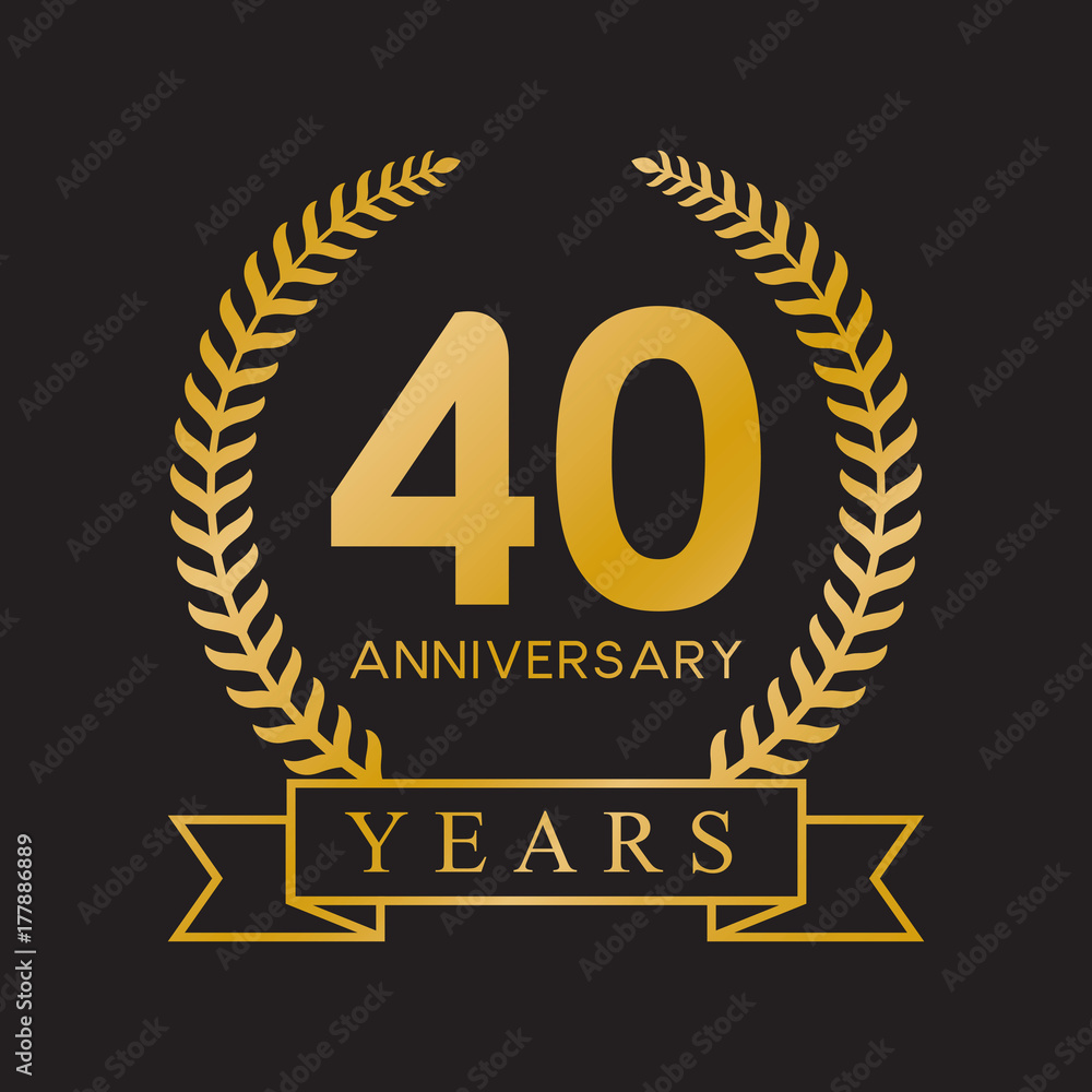 40th anniversary years gold Stock Vector | Adobe Stock