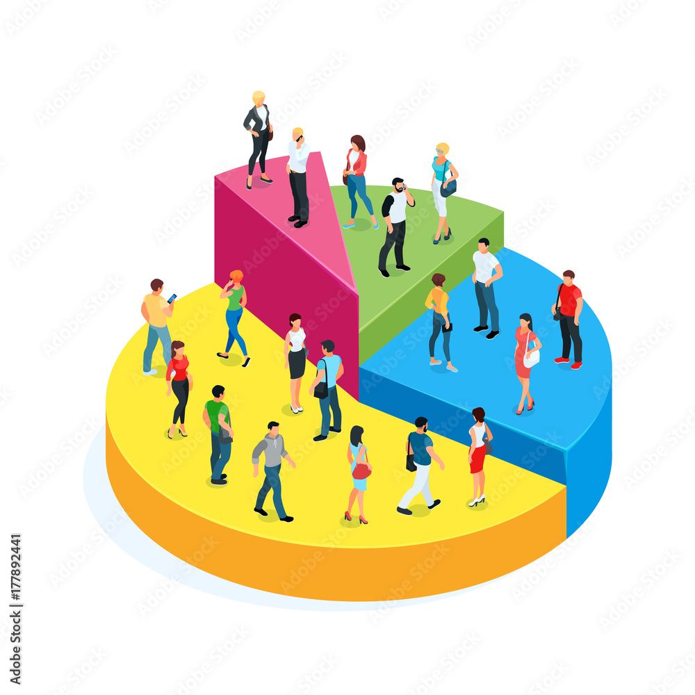 Photo & Art Print 3d people on a pie chart isolated on white background ...