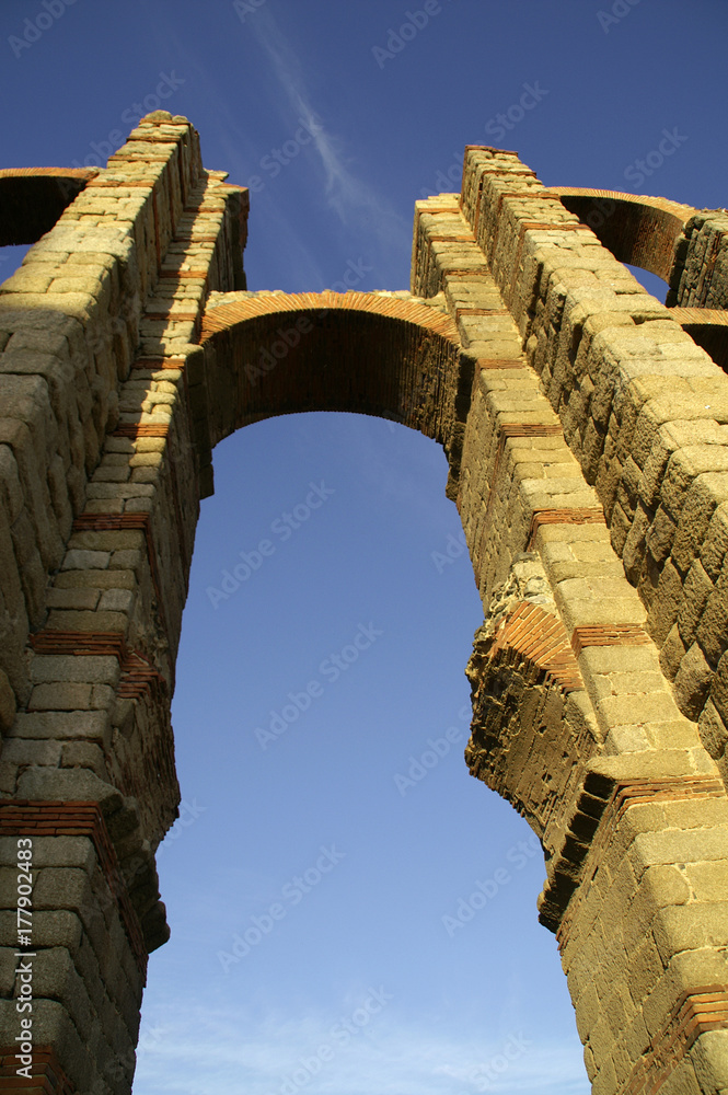 Mérida (Spain). Sillares and Arches of the Aqueduct of the Milagros in ...