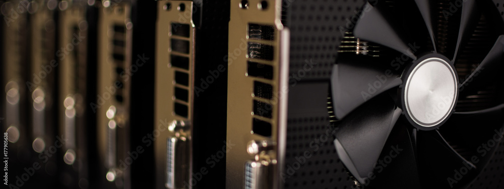 Cryptocurrency Mining Rig Farm Using Computer Graphic Cards Stock Photo ...