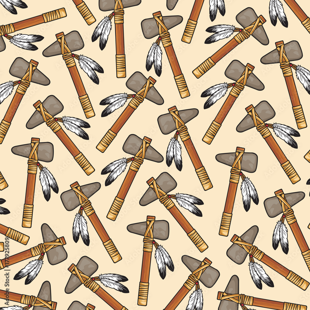 background pattern with native american tomahawk Stock Vector | Adobe Stock