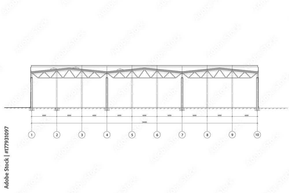 Cross-section of an industrial building Stock Vector | Adobe Stock