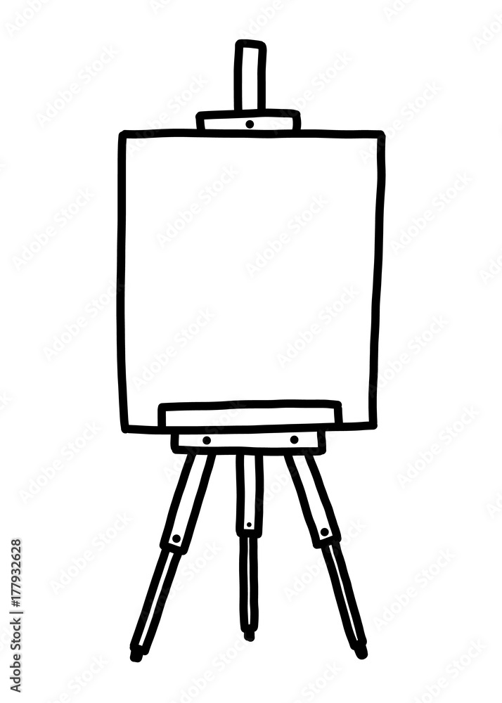 easel / cartoon vector and illustration, black and white, hand drawn ...