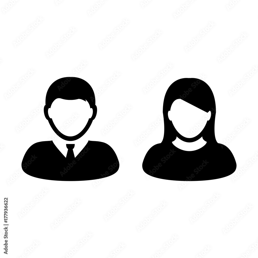 People Icon Vector Male and Female Sign of User Person Profile Avatar ...