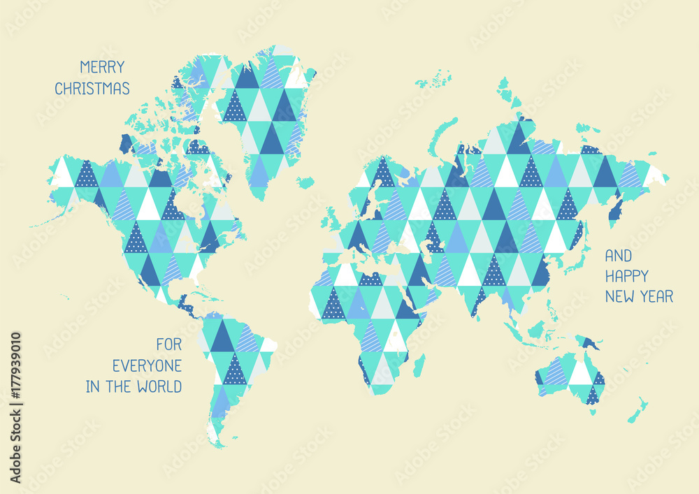 World map with triangle pattern Stock Vector | Adobe Stock