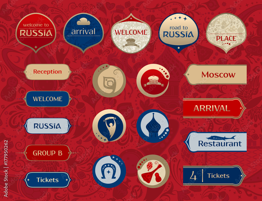 World of Russia, set of icons, vector templates Stock-Vektorgrafik ...