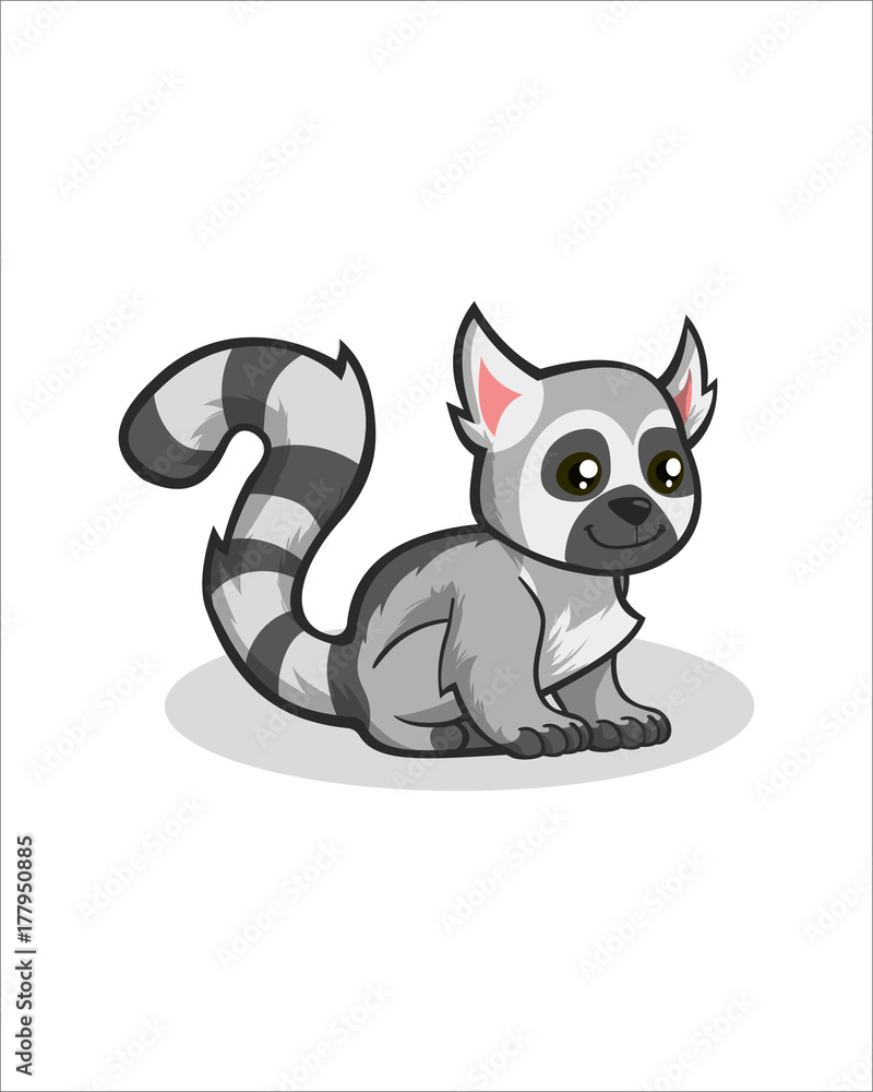 Little cute Lemur - vector drawing - isolate white background Stock ...