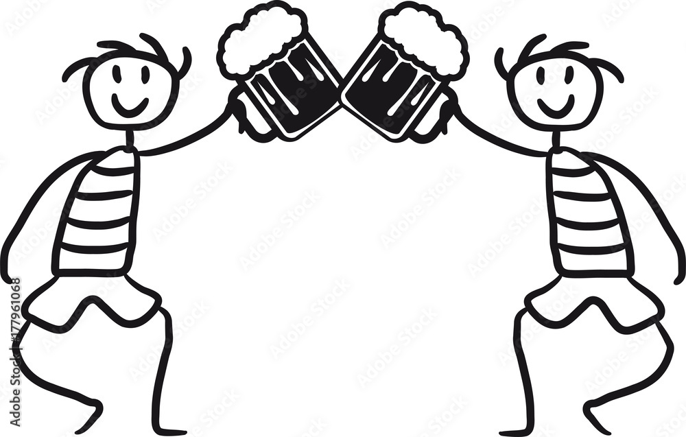 2 freunde team paar duo brüder spaß mann männchen bier krug oktoberfest ...