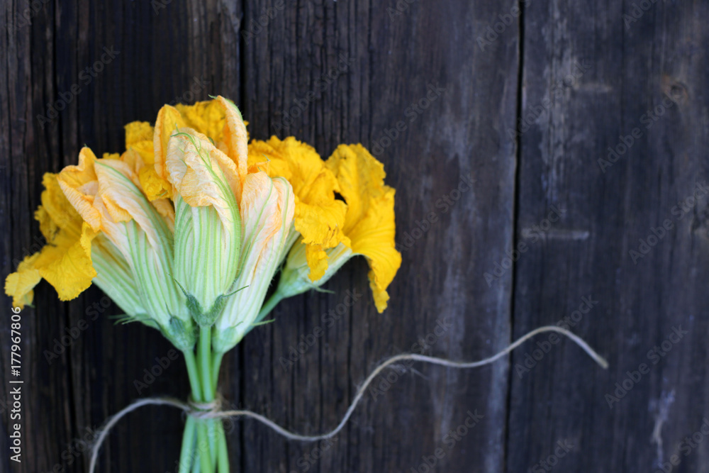 Vibrant Yellow Squash Blossom Freshly Picked From The Garden Stock ...