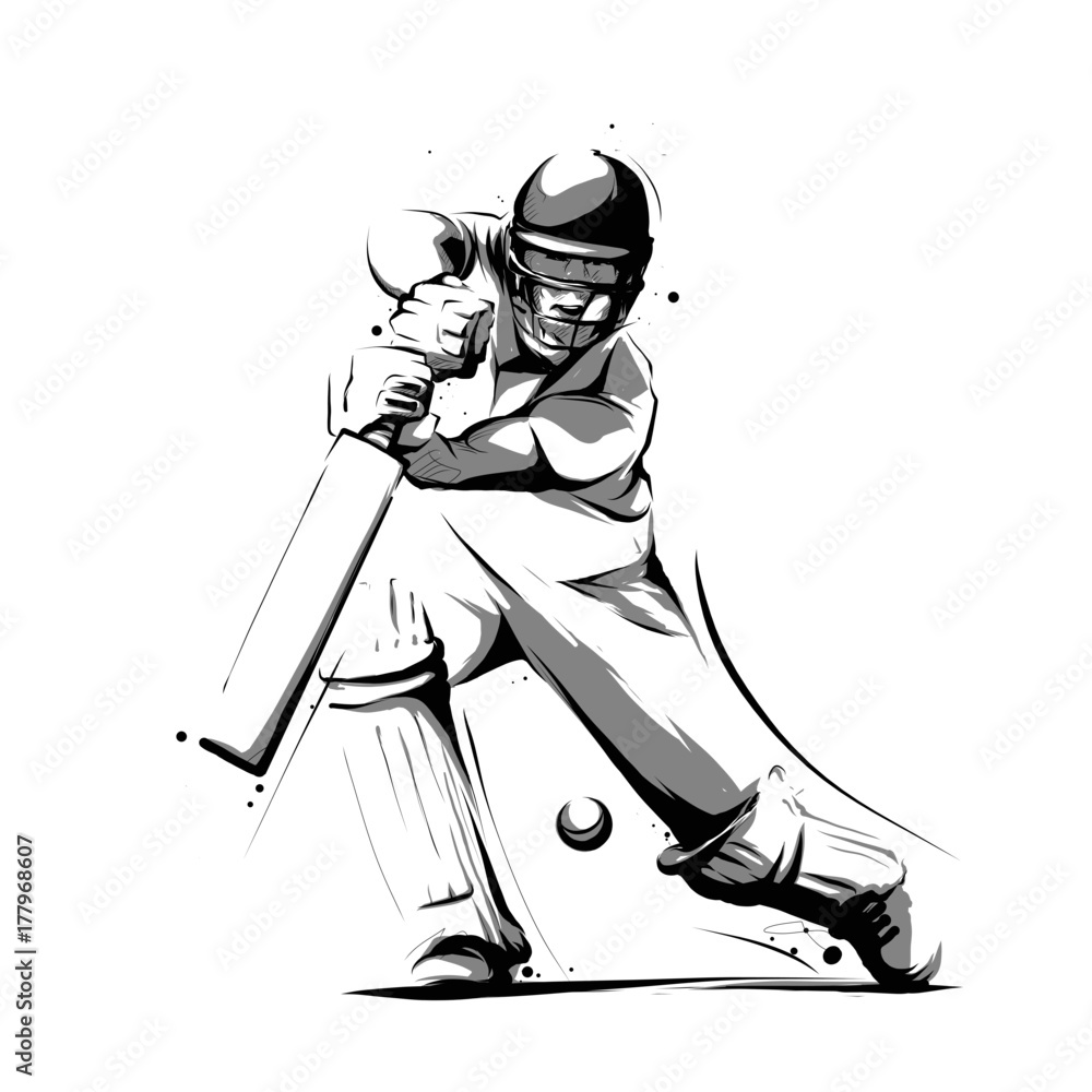 cricket player batsman bat front Stock Vector | Adobe Stock