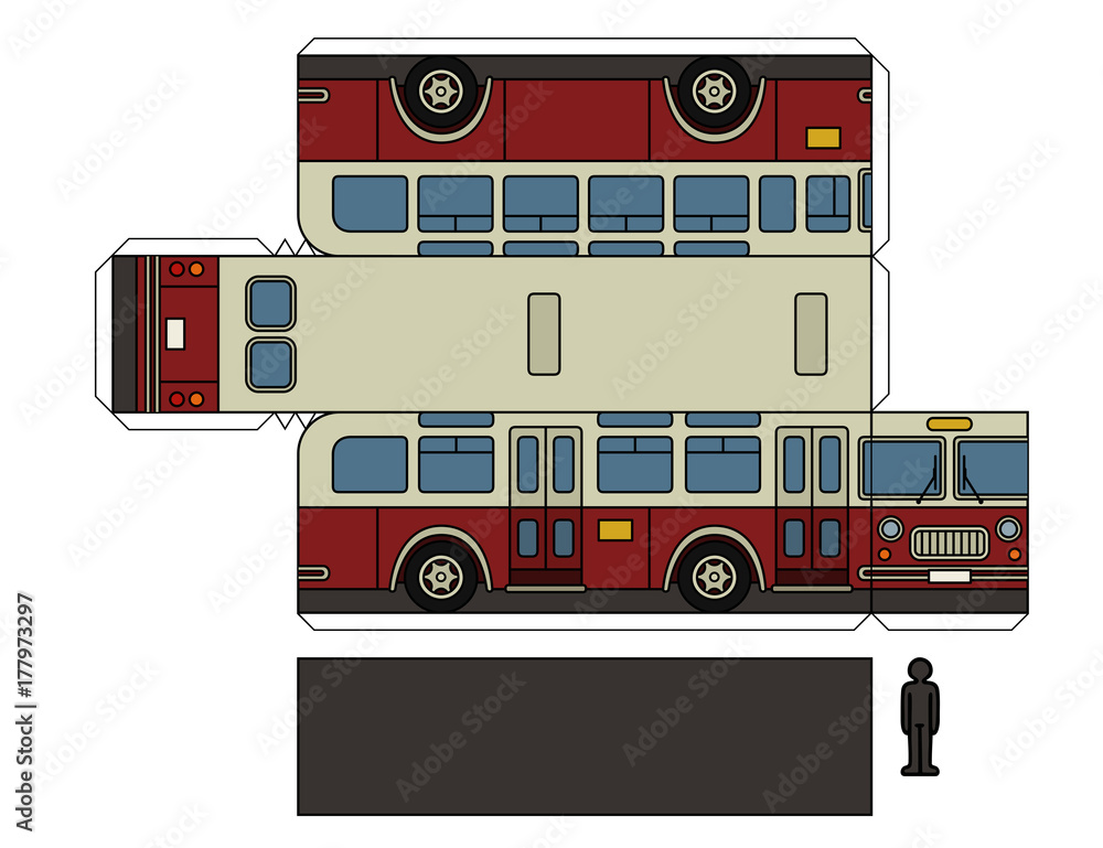 Paper model of a vintage bus Stock Vector | Adobe Stock