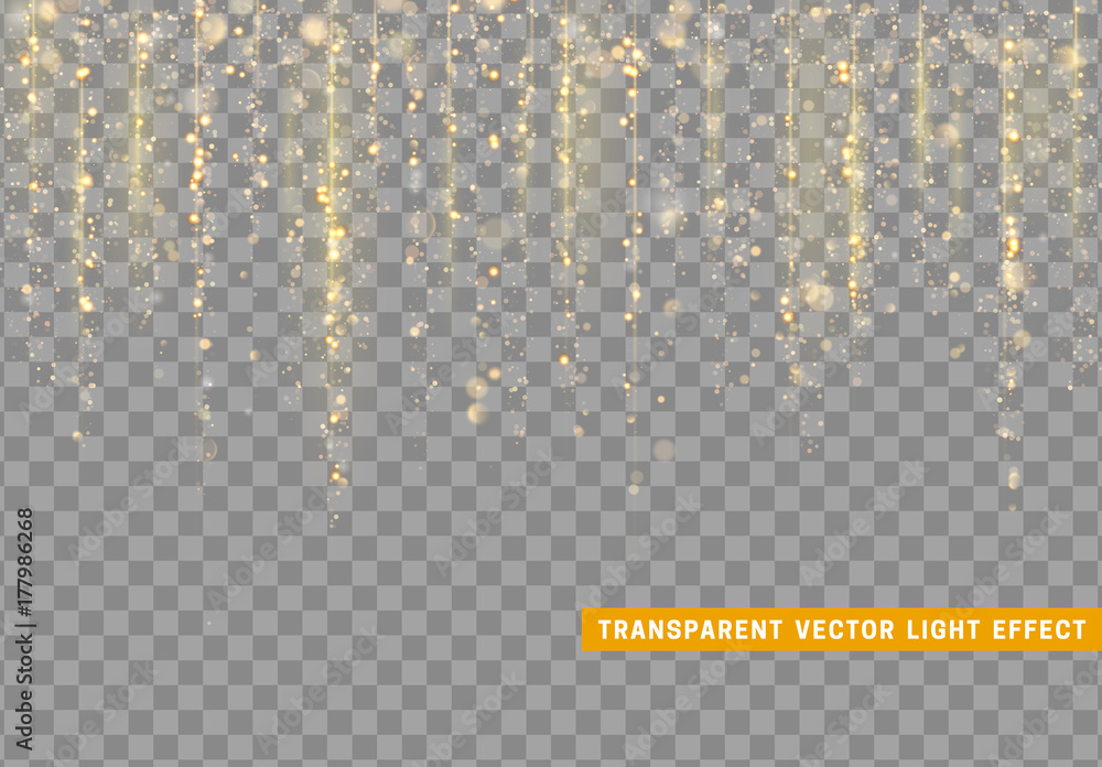 Glowing lights golden glitter. Sparkle particles texture. Stock Vector ...