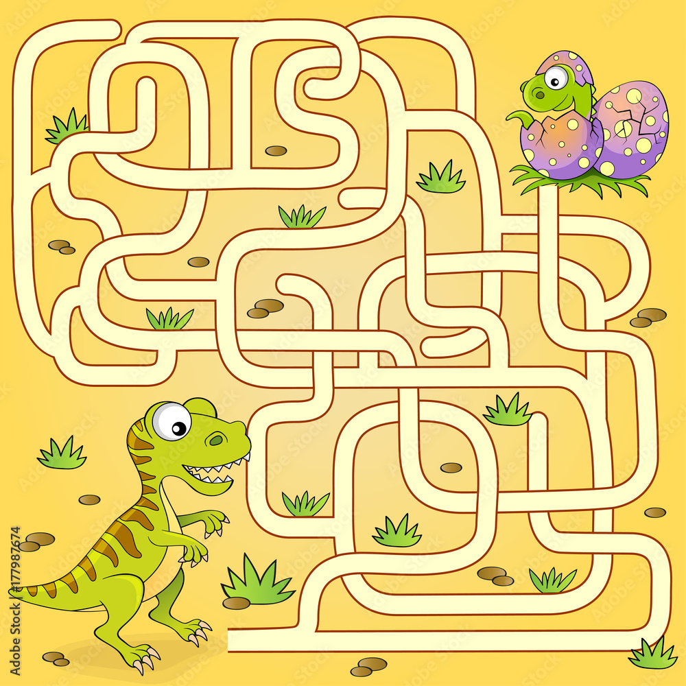 Help dinosaur find path to nest. Labyrinth. Maze game for kids Stock ...