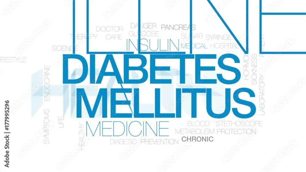 Diabetes mellitus animated word cloud, text design animation. Kinetic ...
