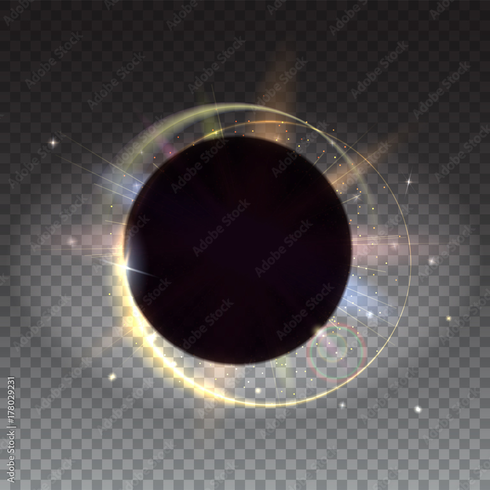 Solar eclipse, astronomical phenomenon - full sun eclipse. Circular ...