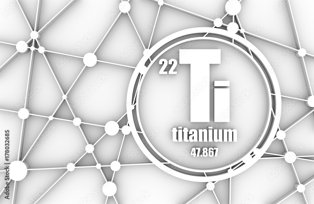 Titanium chemical element. Sign with atomic number and atomic weight ...
