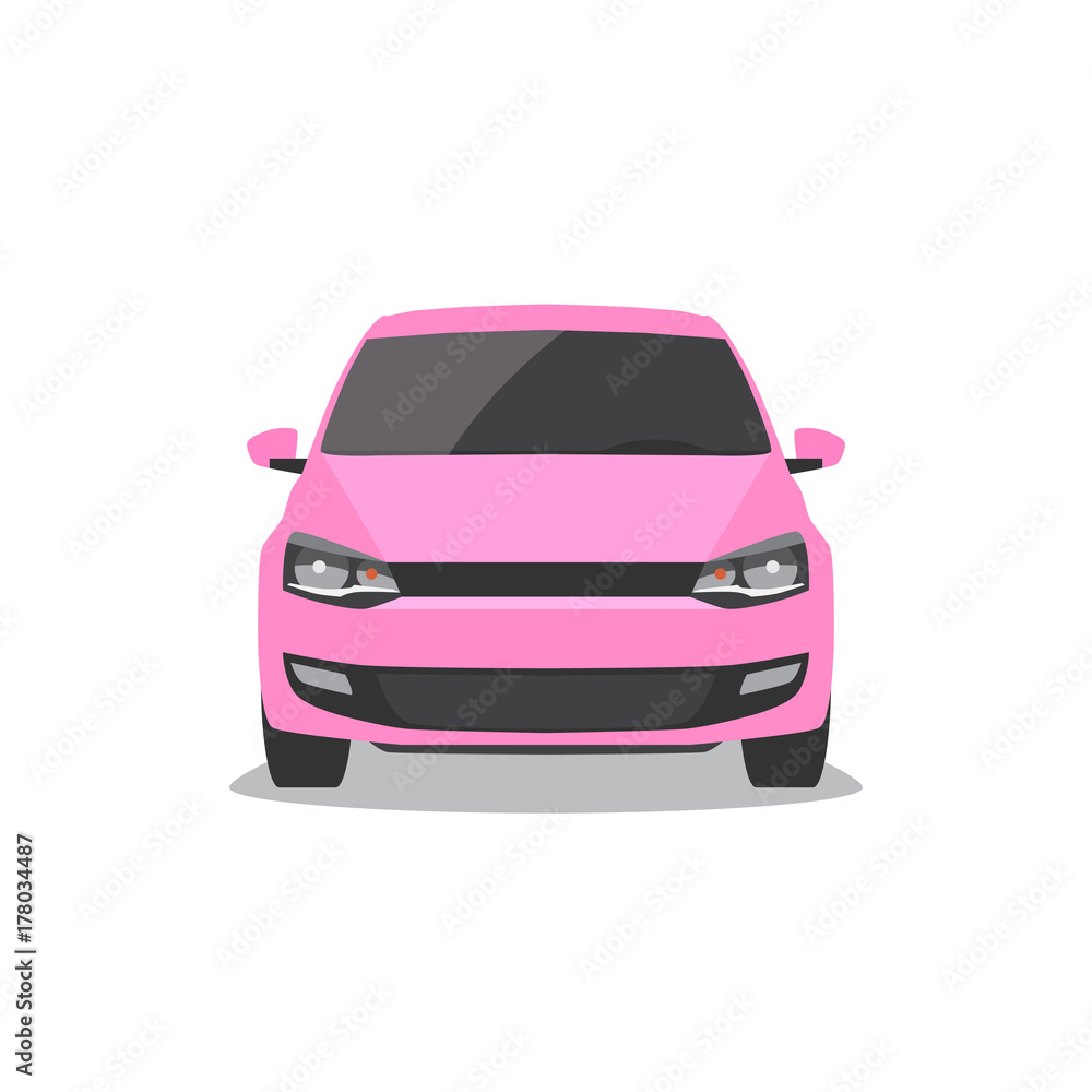 Vector pink car. Front view. Stock Vector | Adobe Stock