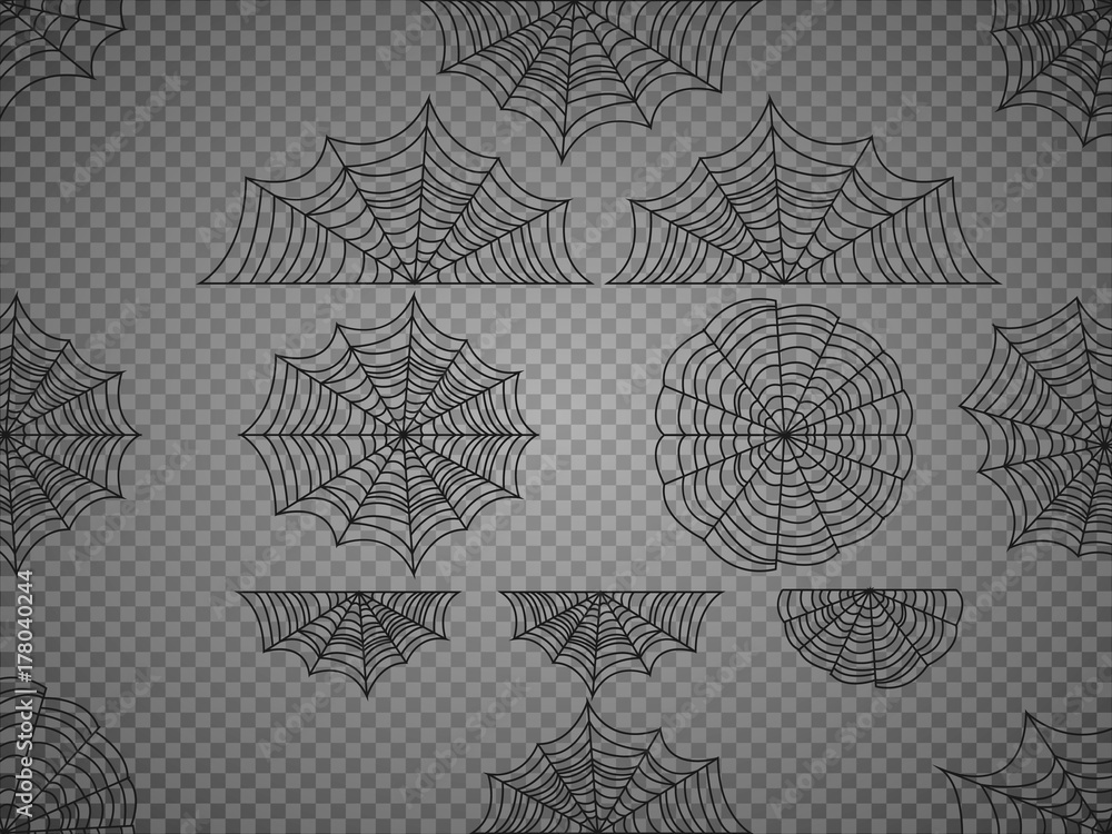 Spider web set. Halloween cobweb vector. Frame border and dividers ...
