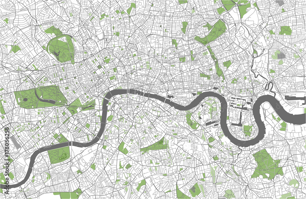 vector map of the city of London, Great Britain Stock Vector | Adobe Stock