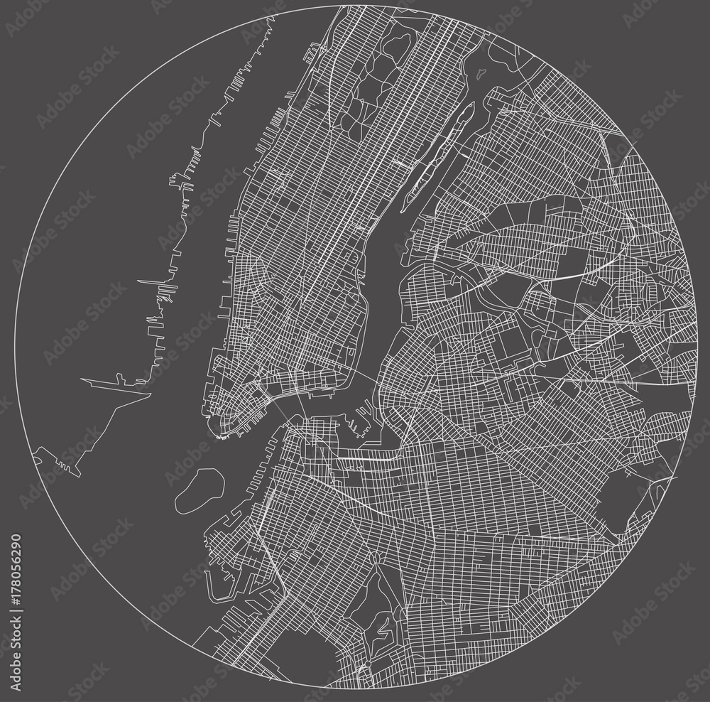 vector map of the New York City NY Manhattan, USA Stock Vector | Adobe ...