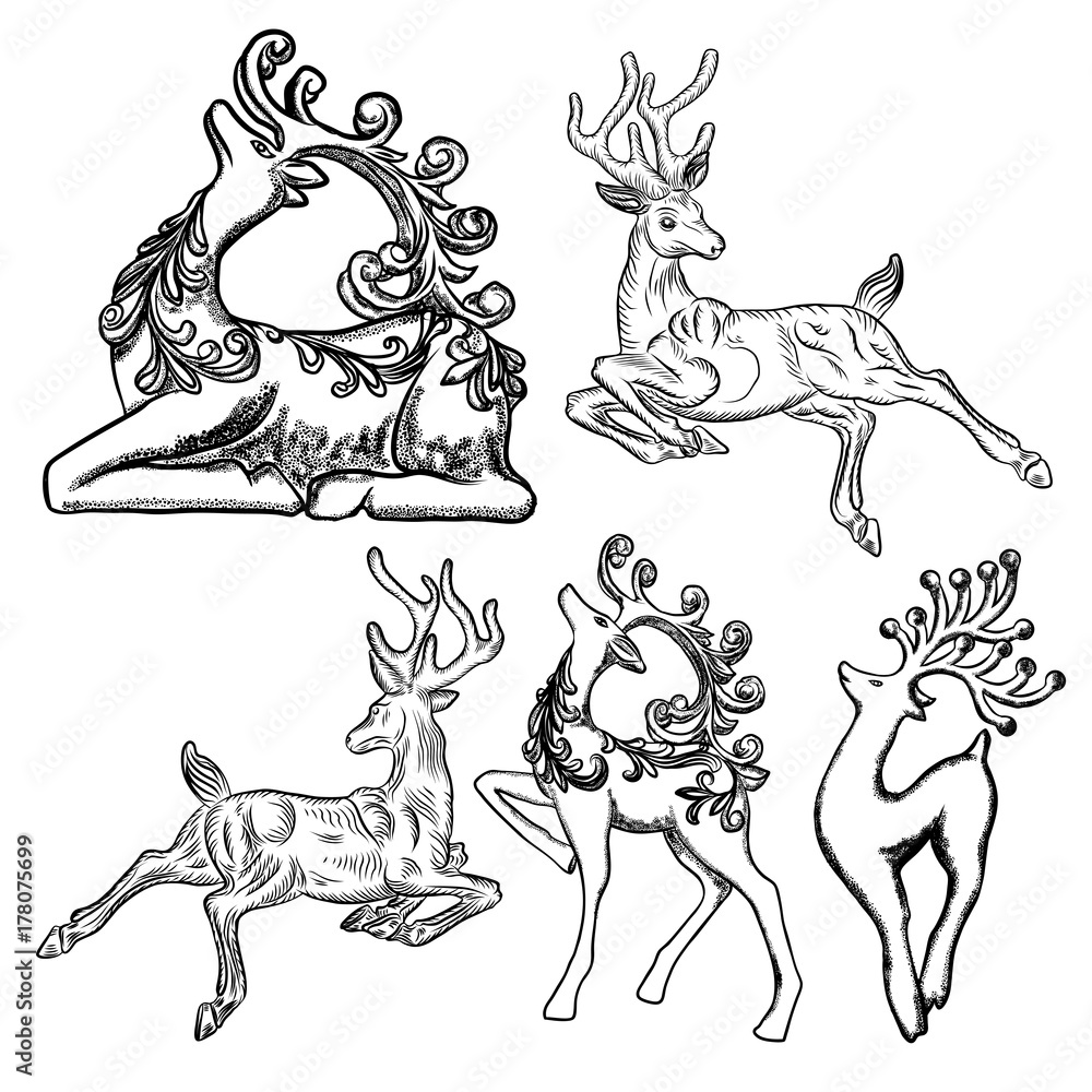 Holiday Clip Art Black And White Reindeer