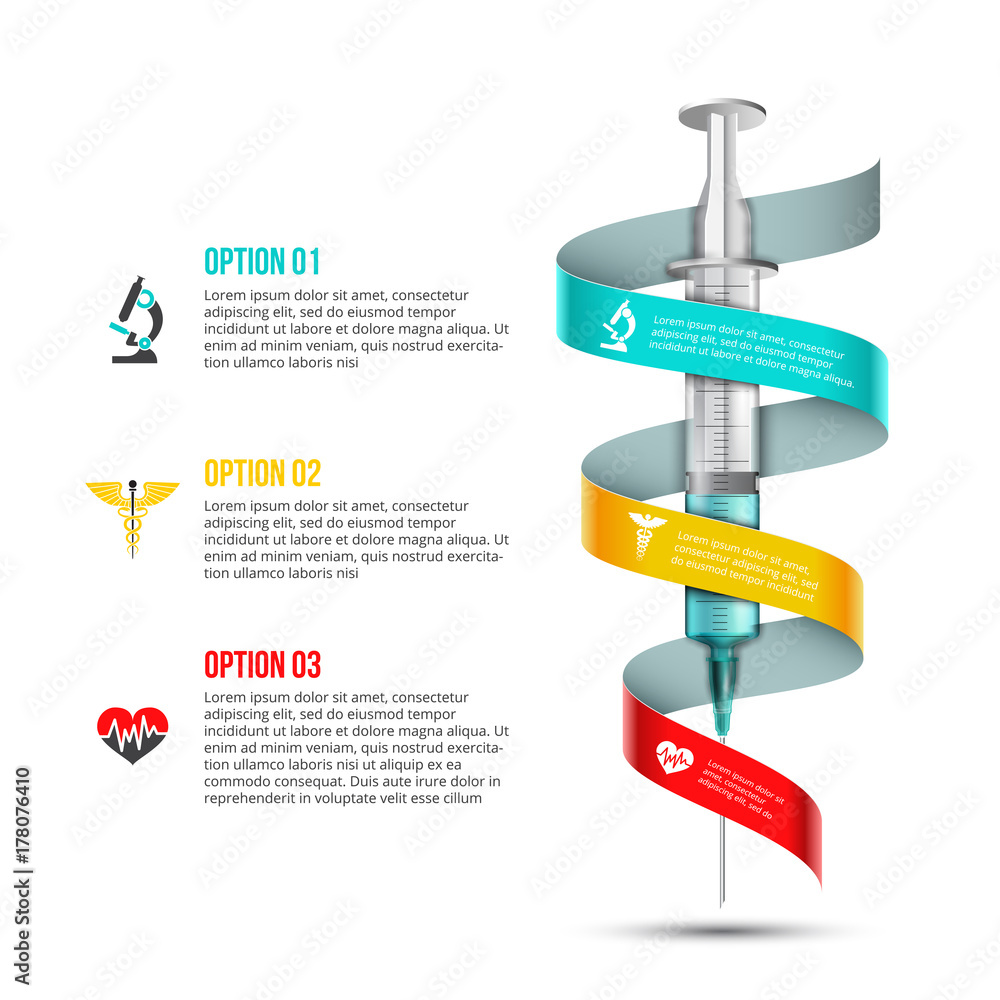 Vector syringe infographic. Medical and healthcare template for ...