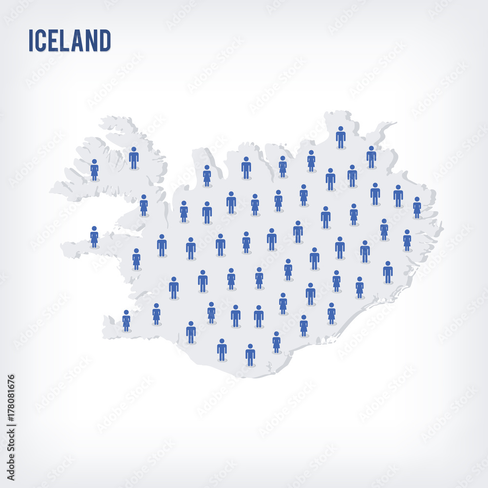 Vector people map of Iceland . The concept of population. Stock Vector ...