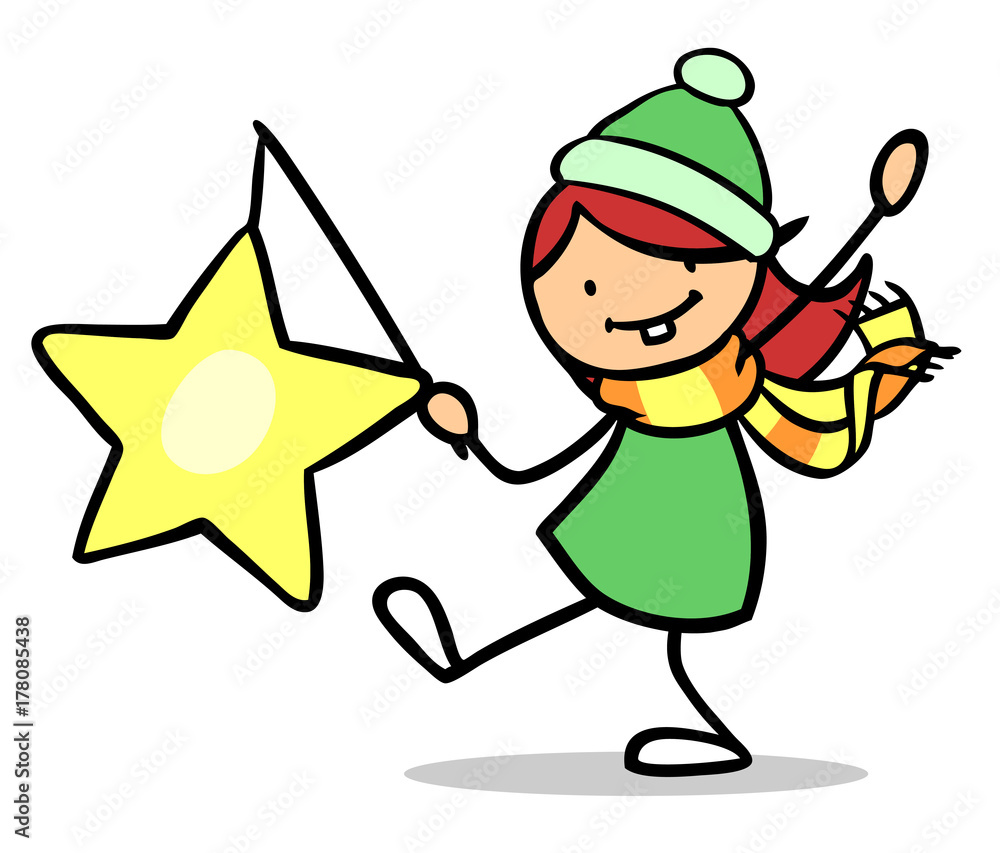 Cartoon Mädchen mit Laterne beim Laternenumzug Stock-Illustration ...