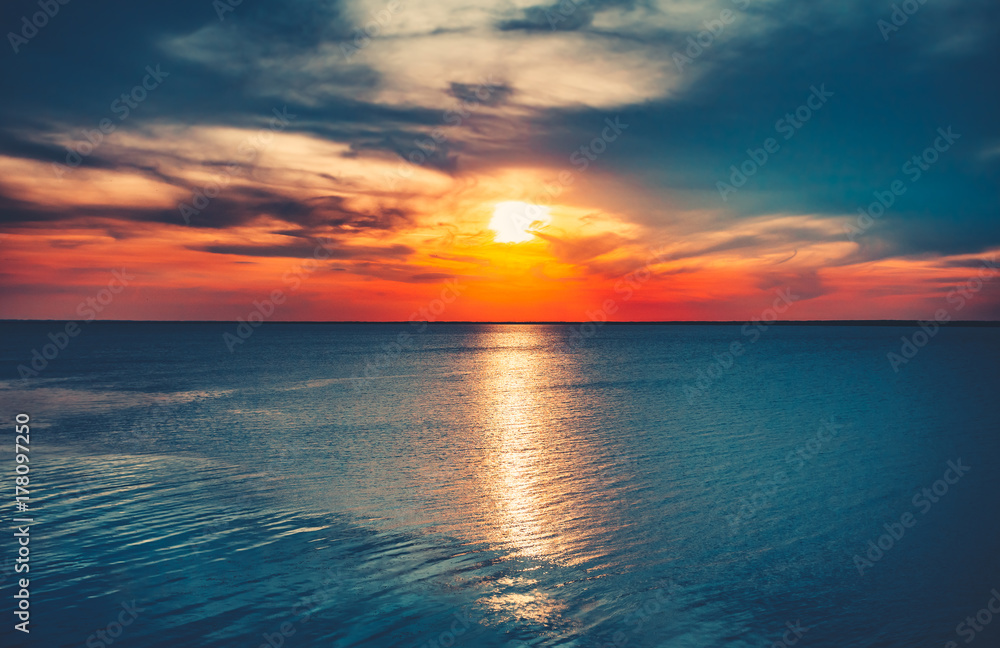 Sunset Over Water With Sky