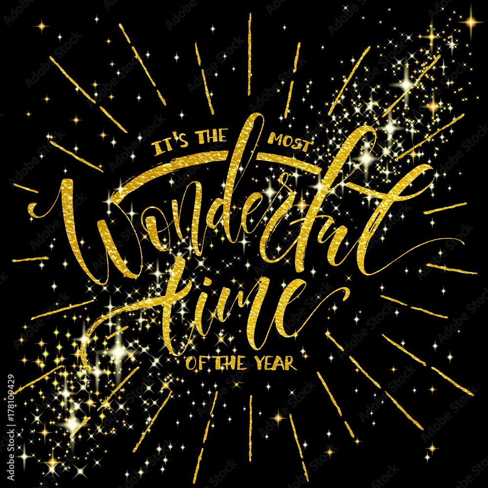 It is the most wonderful time of the year. Greeting card with modern ...