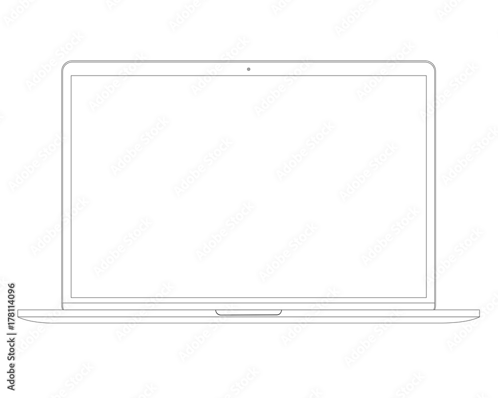 Vector illustration in line style Laptop Computer PC with space for ...