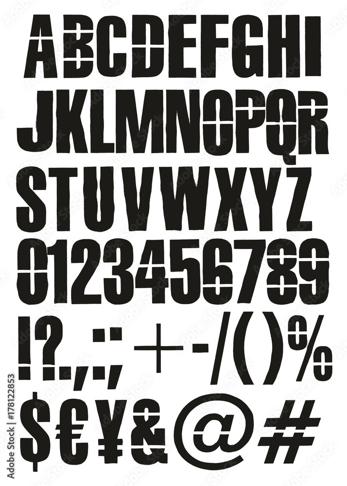 Modern Cargo Or Traffic Overspray Stencil Vector Font with Uppercase ...