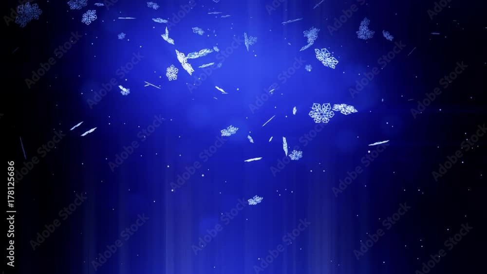 decorative 3d snowflakes floating in air at night on a blue background ...