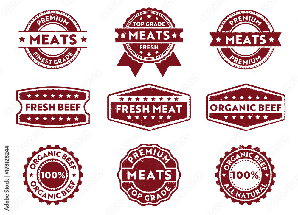 meats and beef logo stamp and label set Stock Vector | Adobe Stock