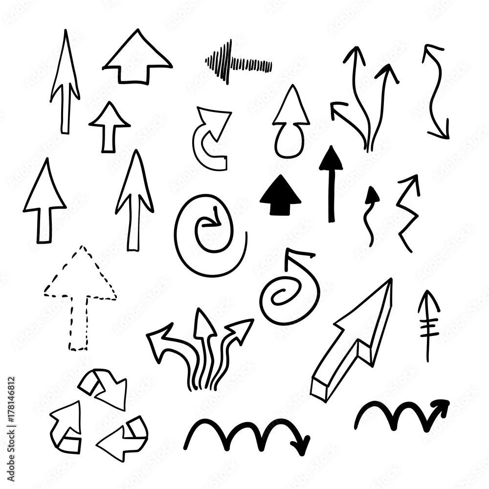 Vector set of simple hand drawn arrows. Stock Vector | Adobe Stock