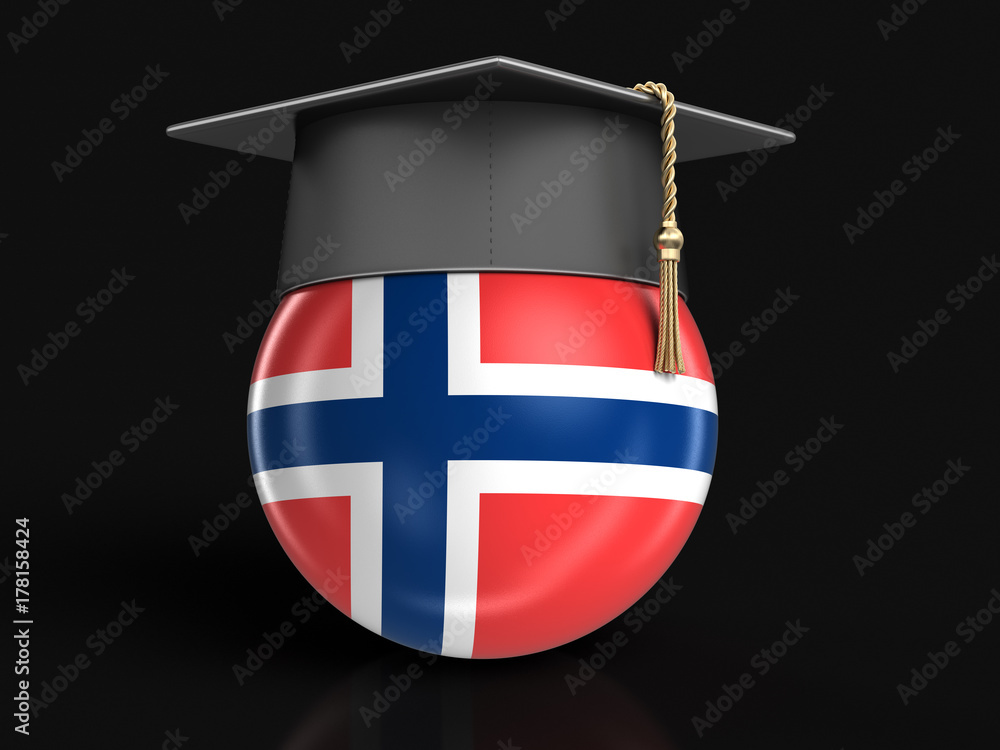Graduation cap and Norwegian flag. Image with clipping path Stock ...
