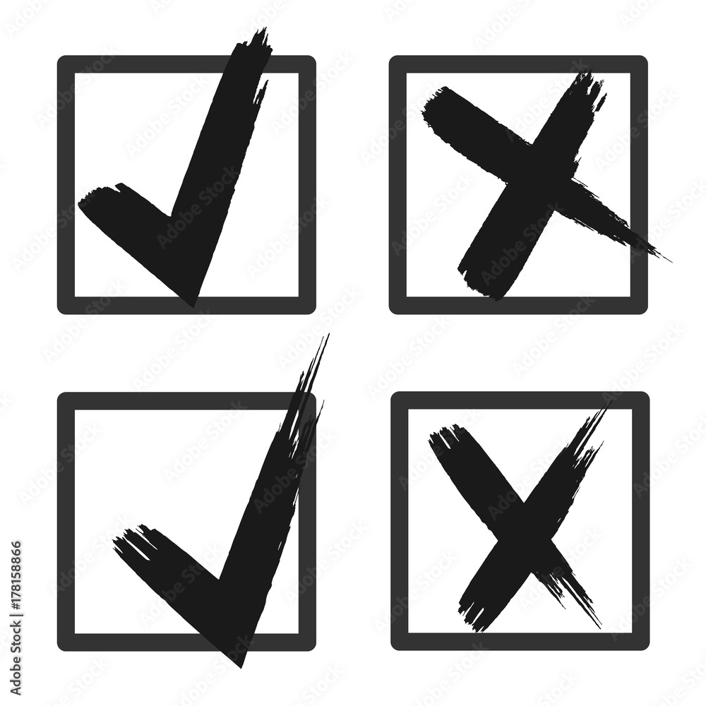 Check box list icons set, black isolated on white background, vector ...