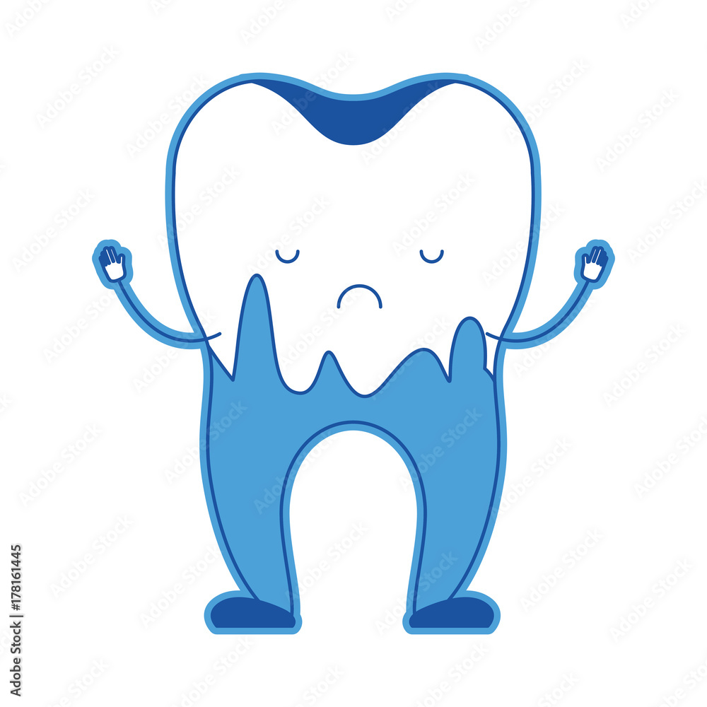 cartoon caries in the root of tooth in blue silhouette Stock Vector ...