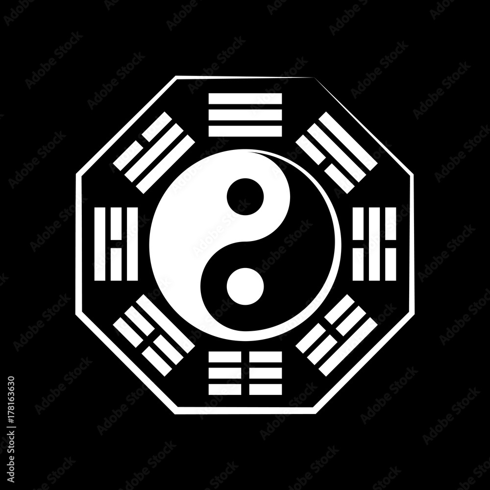 Yin-Yang and Bā-guà (8 trigrams). The Chinese Cosmic Symbol of duality ...