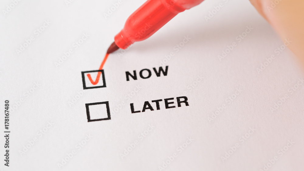 Marking check box of later and now Stock Photo | Adobe Stock
