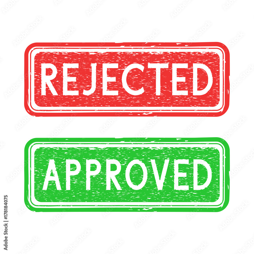 APPROVED and REJECTED stamps. Red and green ink stamps for documents ...