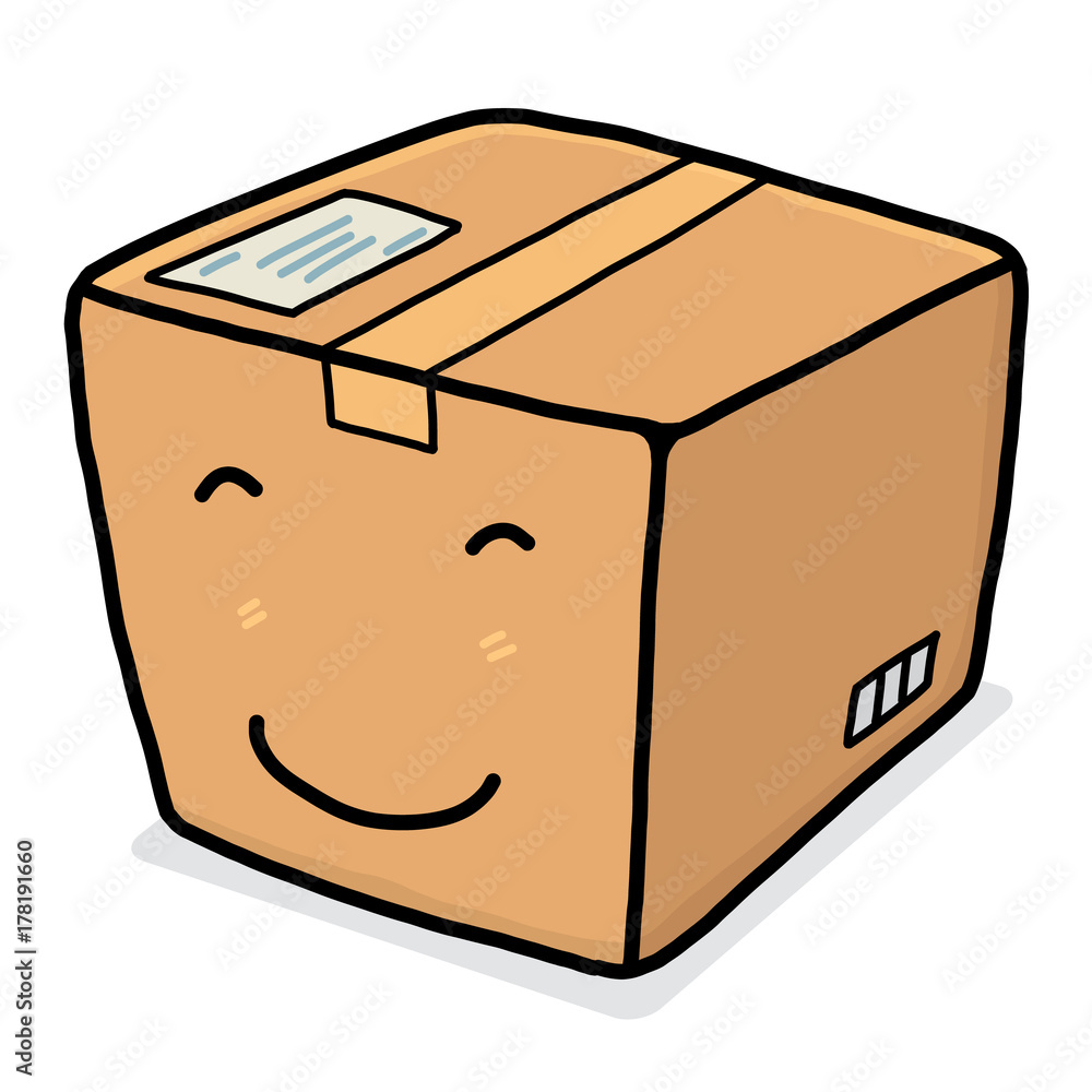 smile parcel box cartoon / vector and illustration, hand drawn style ...