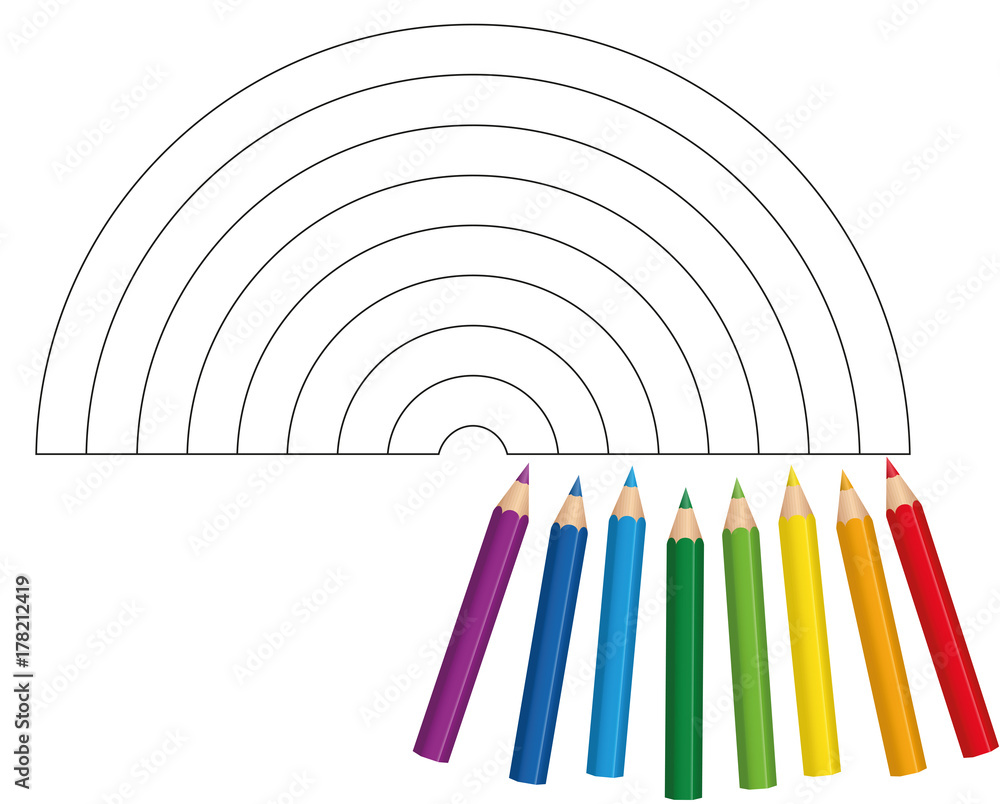 Coloring picture with eight short baby crayons that show which colors ...