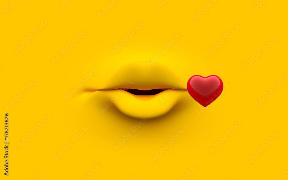 Mouth of character on a yellow background. Mimicry face of a cartoon ...
